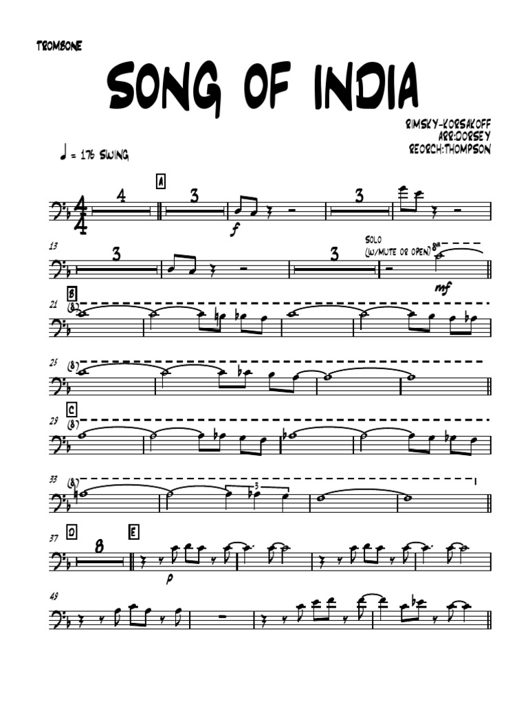 song of india 01 TROMBONE.pdf | Jazz | Popular Music