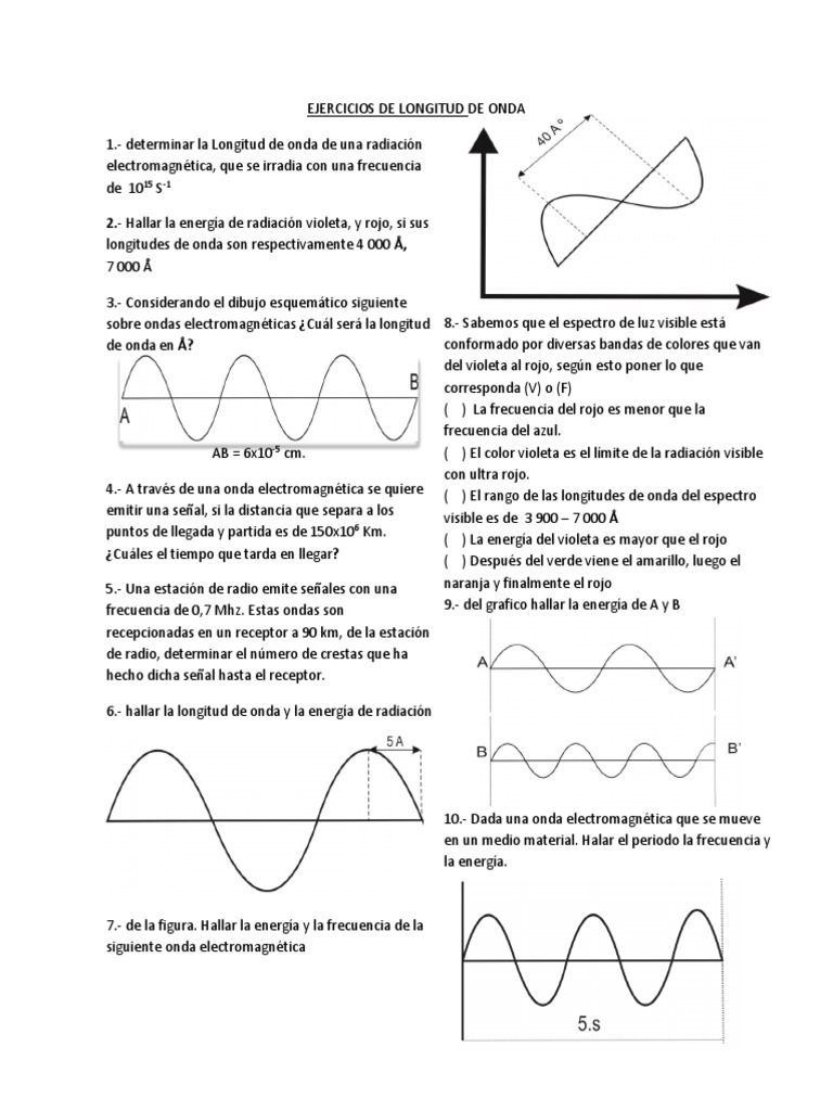 Ejercicios de Longitud de Onda | PDF | Radiación electromagnética ...