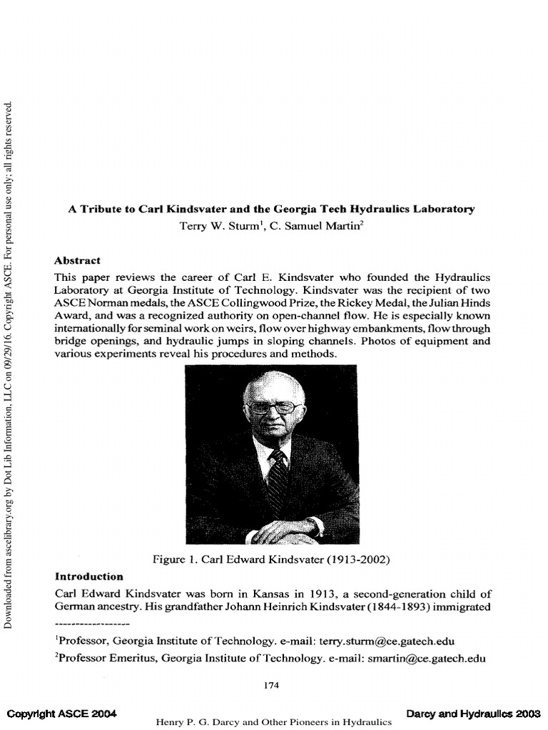A Tribute To Carl Kindsvater and The Georgia Tech Hydraulics Laboratory ...