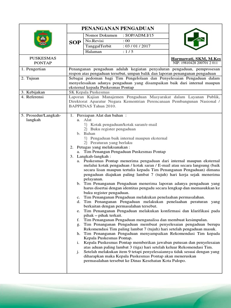 SOP Layanan Aduan | PDF