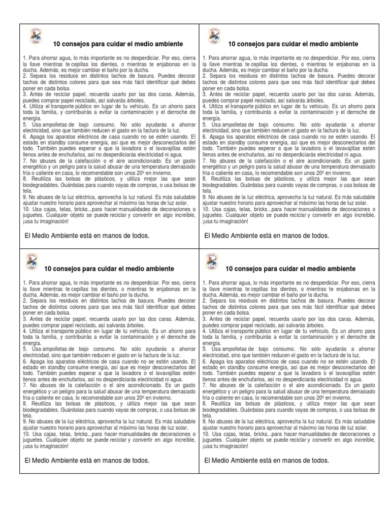 10 Consejos para Cuidar El Medio Ambiente | PDF | Caldera | Residuos