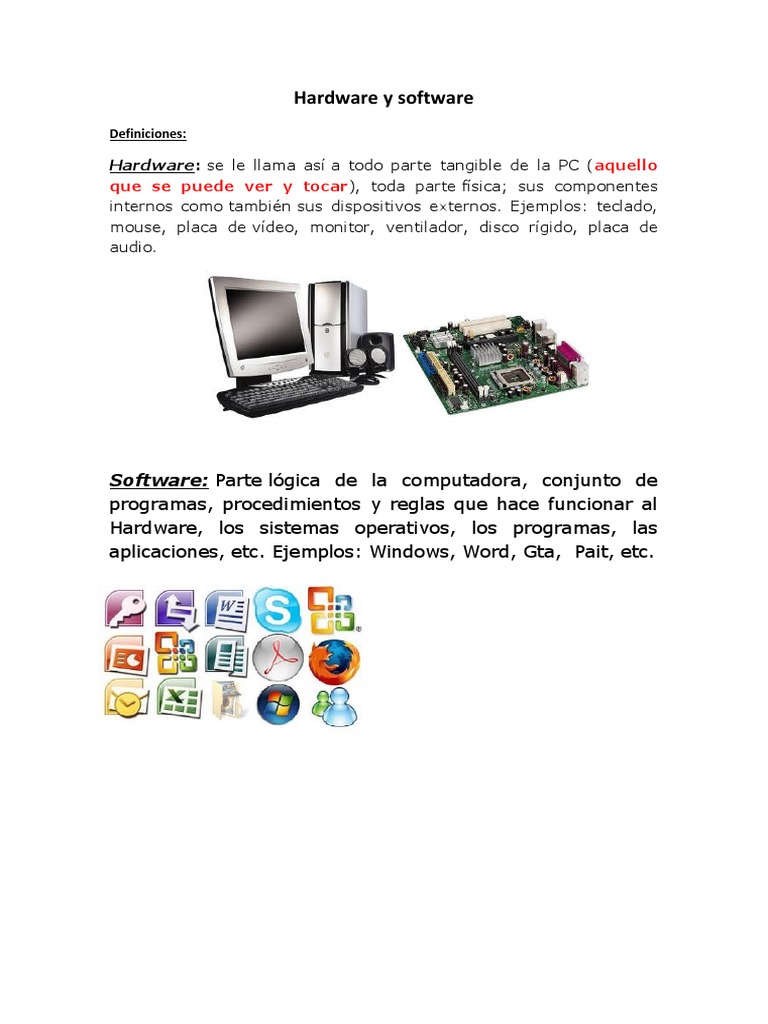 Hardware y Software | PDF | Periférico | Hardware de la computadora