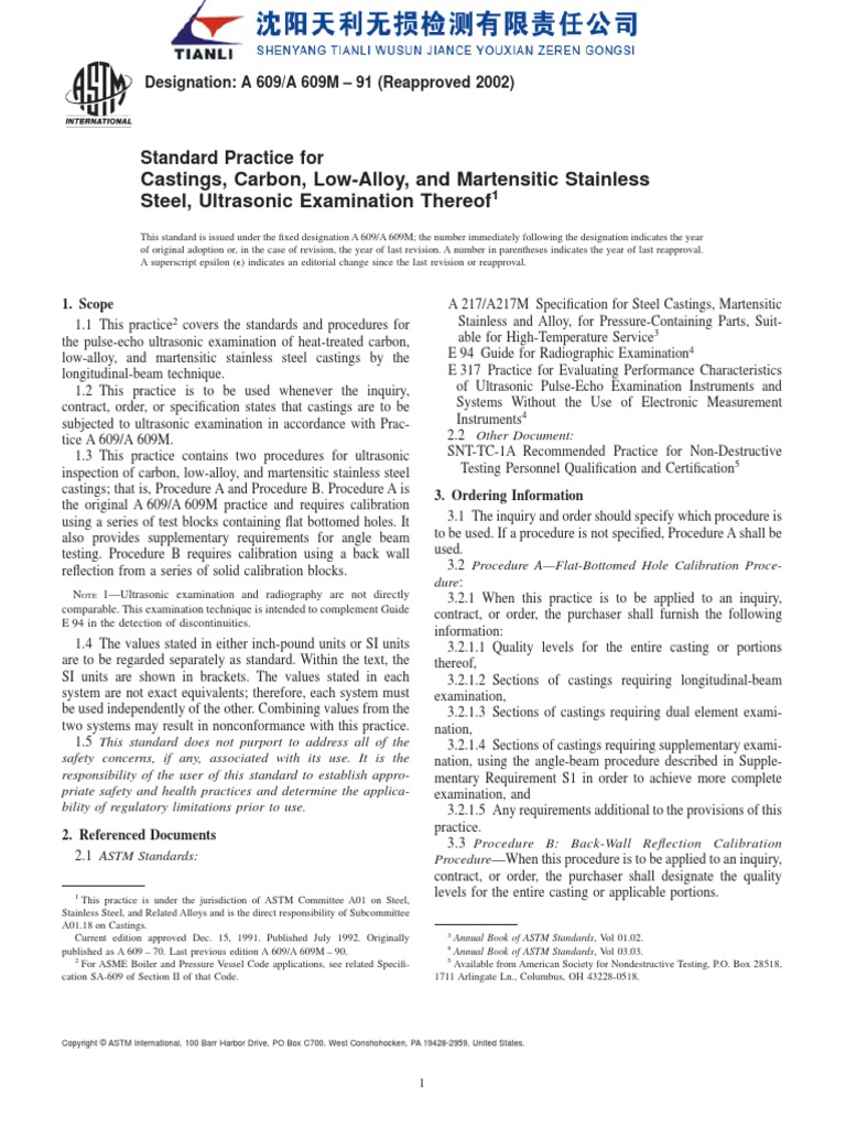 Astm A609 | PDF | Ultrasound | Calibration