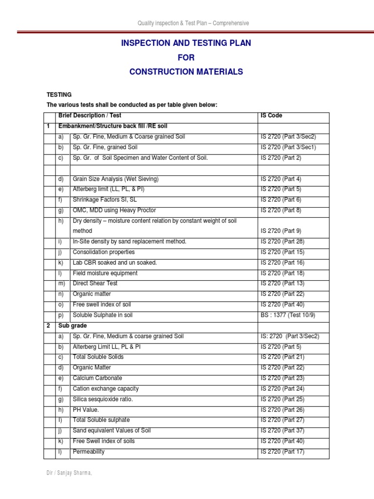 Civil Tests and Its Type With Standard Numbers | PDF | Concrete | Cement