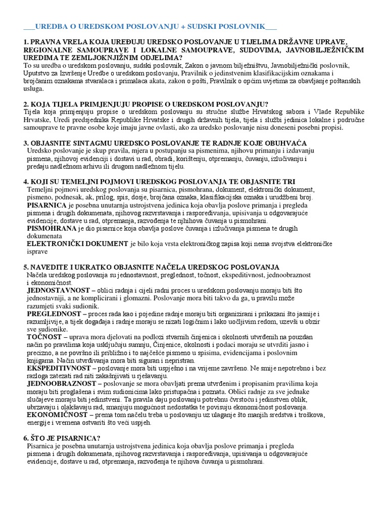 Uredsko Poslovanje i Korespodencija ODGOVORI Na Pitanja 6117 2