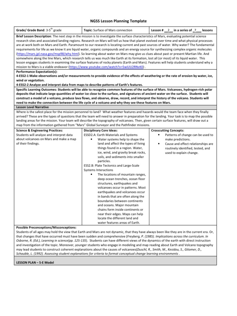 Mapping Volcano Lesson Plan | PDF | Mars | Volcano