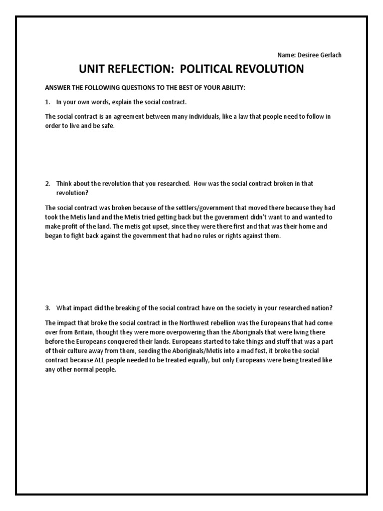 11 Unit Reflection Political Revolution | PDF | Social Contract