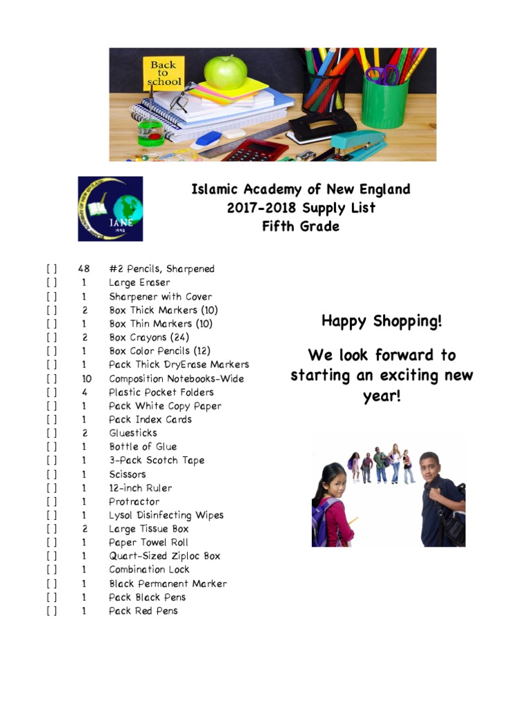 Grade 5 2017-2018 Supply List | PDF | Home & Garden