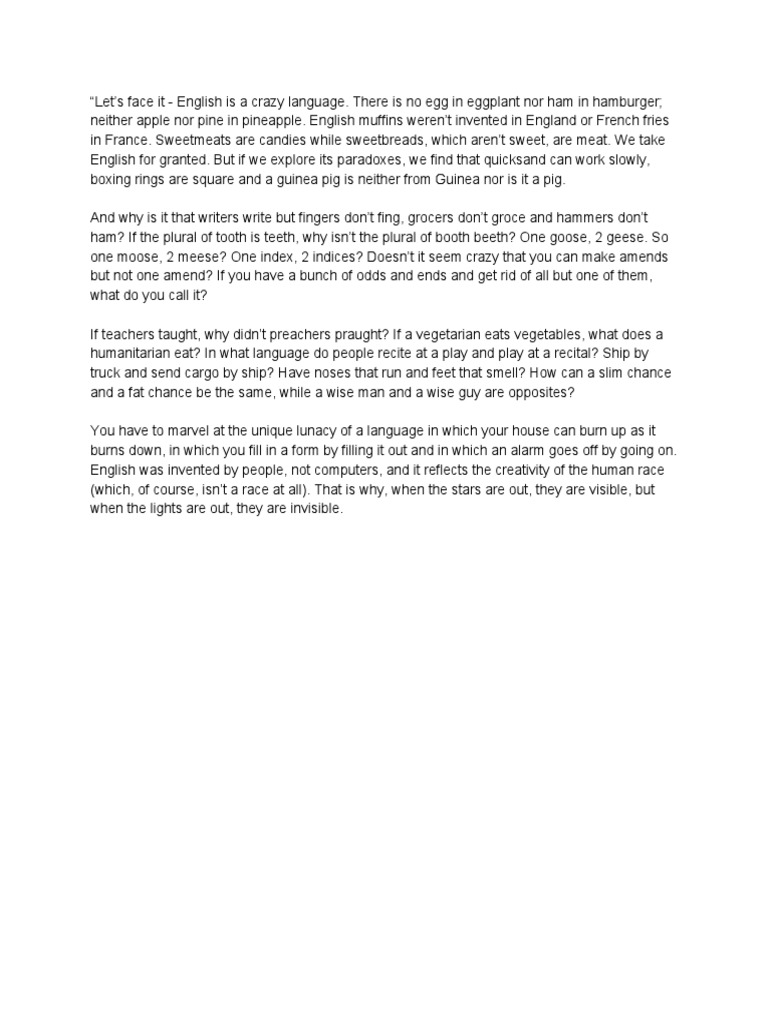 English Is A Crazy Language | PDF