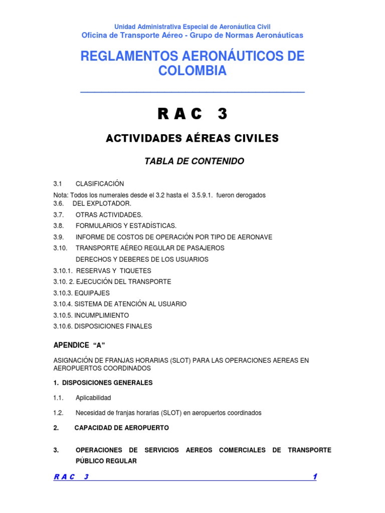 RAC 3 - Actividades Aéreas Civiles PDF | PDF | Aeropuerto | Transporte