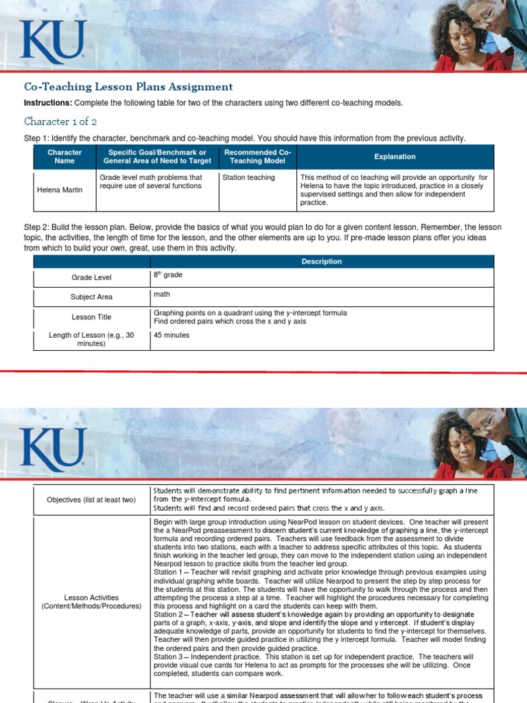 Diamond A Sped730 m8 Revised Coteaching Lesson Plans | Download Free ...