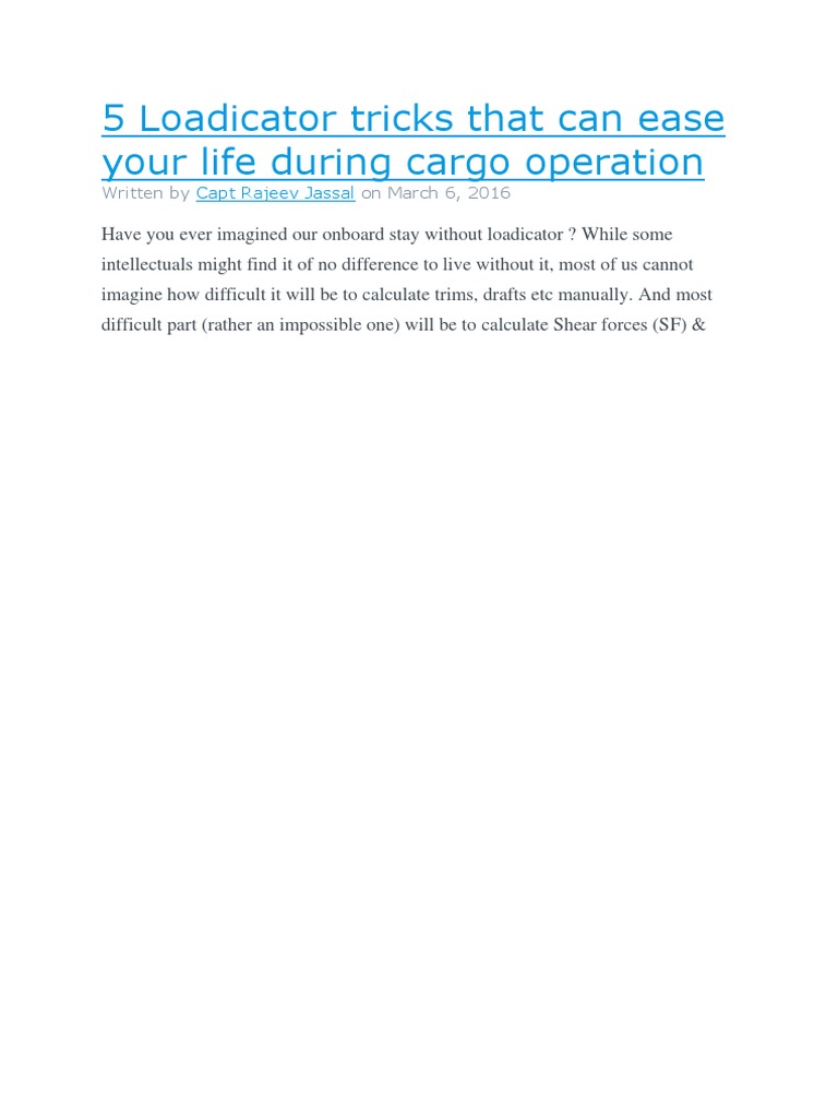 5 Loadicator Tricks That Can Ease Your Life During Cargo Operation | PDF | Oil Tanker | Shipping