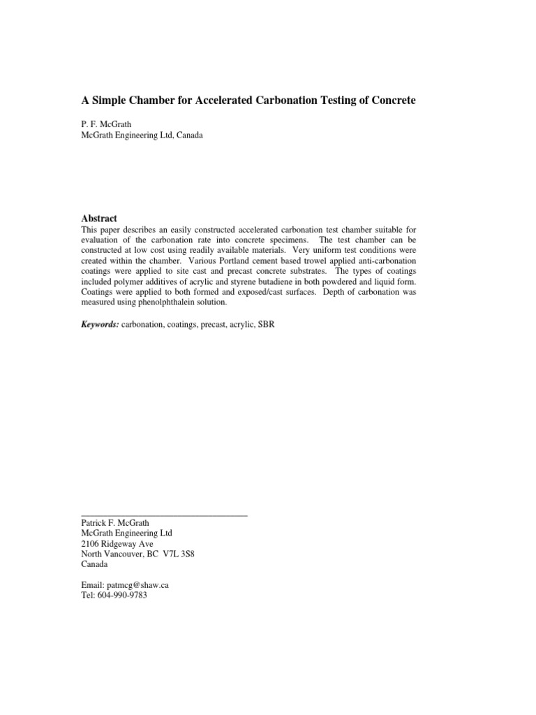 Accelerated Carbonation Test Chamber | PDF | Carbon Dioxide | Concrete