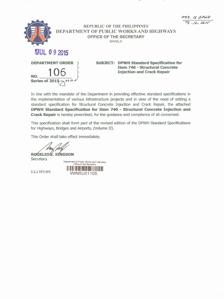 DO - 106 - S2015 - Item 740 Structural Conc Injection | PDF | Epoxy | Valve