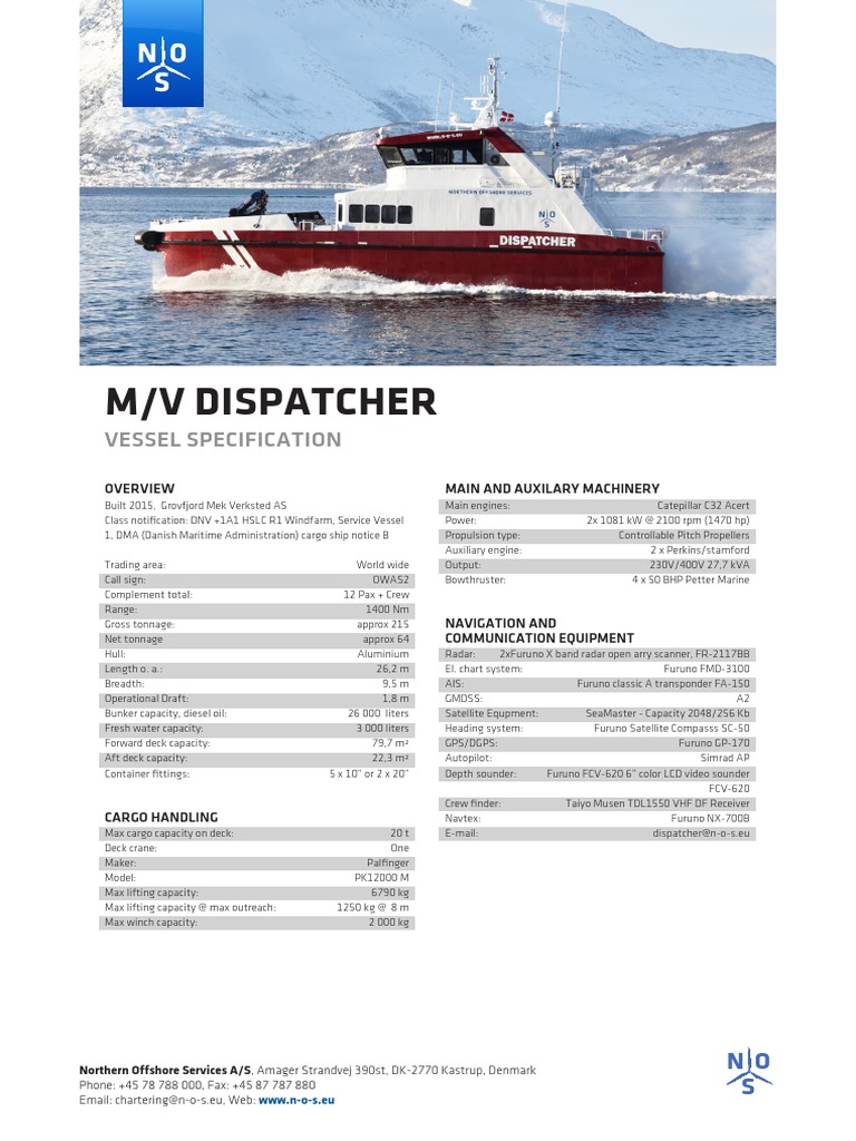 M/V Dispatcher: Vessel Specification | Download Free PDF | Ships ...