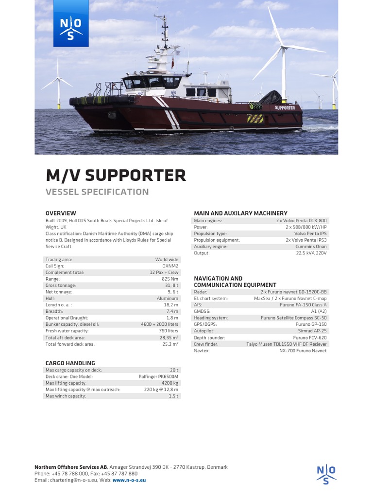 M/V Supporter: Vessel Specification | PDF