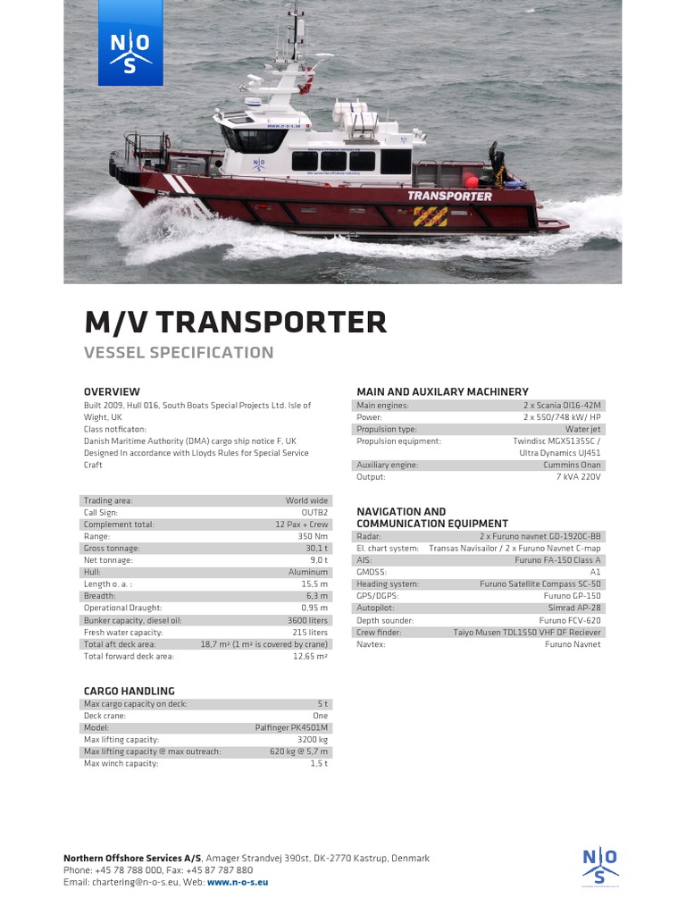 M/V Transporter: Vessel Specification | PDF