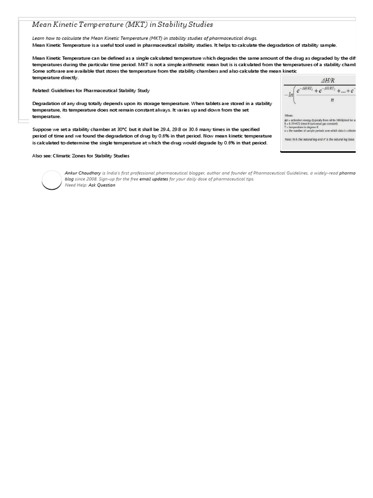 Mean Kinetic Temperature in Pharma Stability | PDF | Wellness