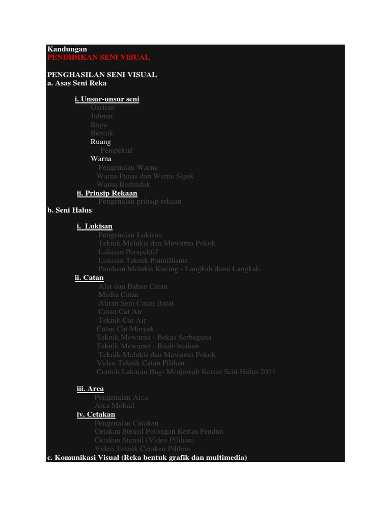 Nota PSV Tingkatan 3: Seni Visual | PDF