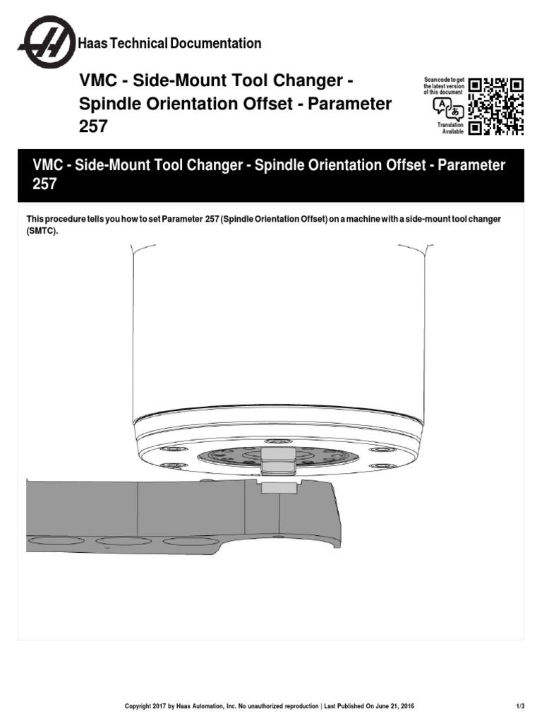 VMC Side Mount Tool Changer Spindle Orientation Offset Parameter 257 ...