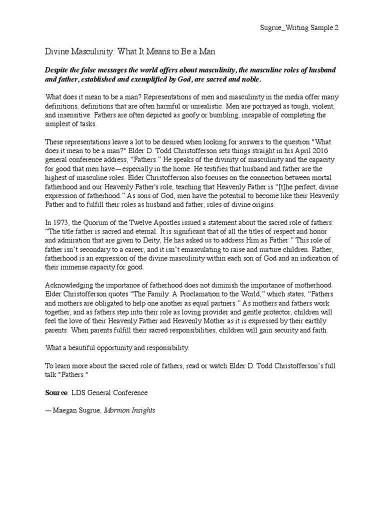 Writing Sample 2 | PDF | Father | God The Father