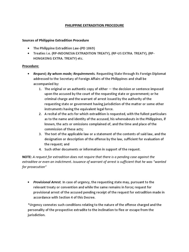 Philippine Extradition Procedure | PDF | Extradition | Arrest