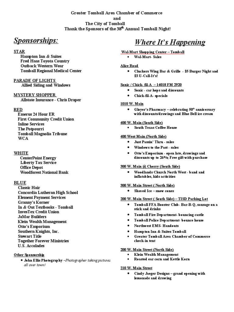 2010 Tomball Night Happenings | PDF | Leisure | Business