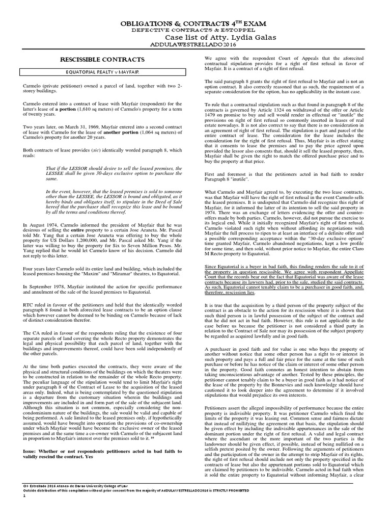 DEFECTIVE_CONTRACTS_case_digest.docx | Lease | Rescission