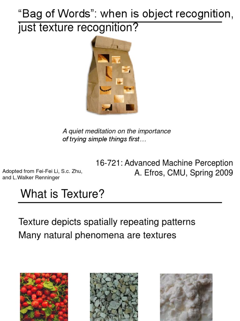 "Bag of Words": When Is Object Recognition, Just Texture Recognition ...