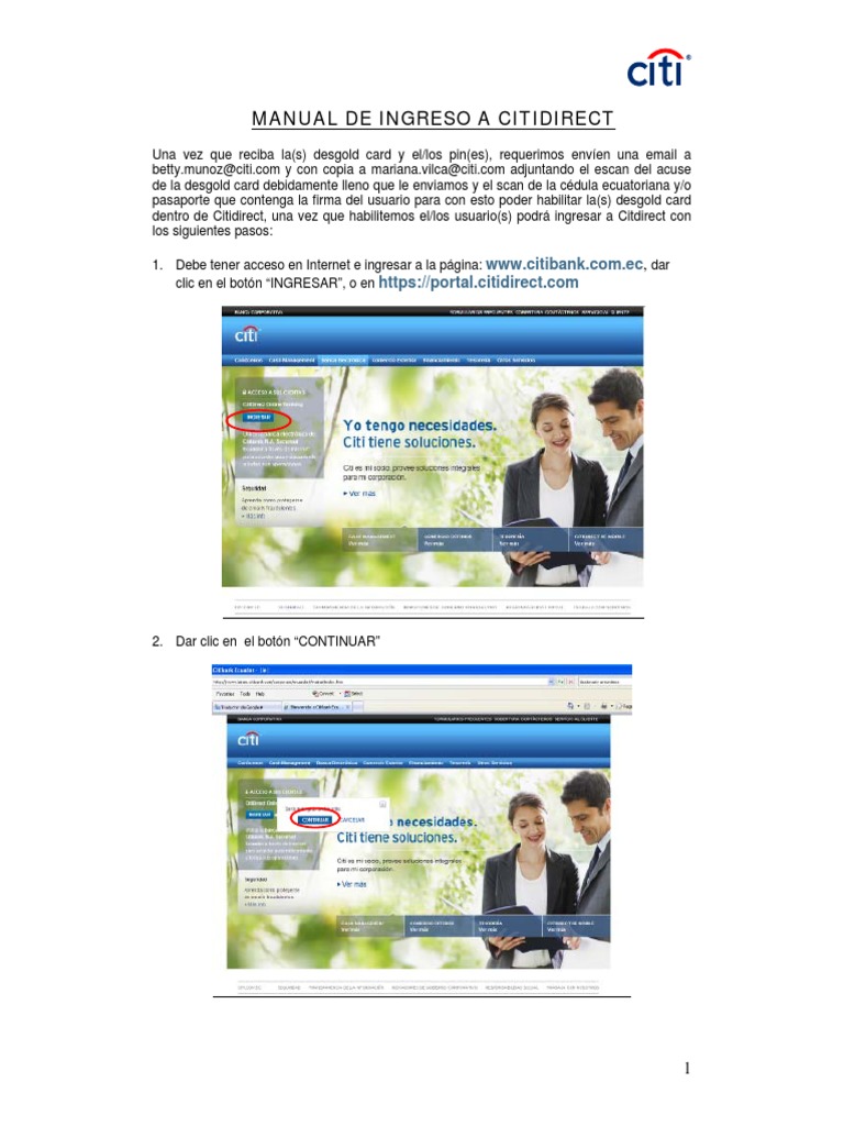 Manual Instalación de Citidirect BE 2015 | PDF | Correo electrónico ...