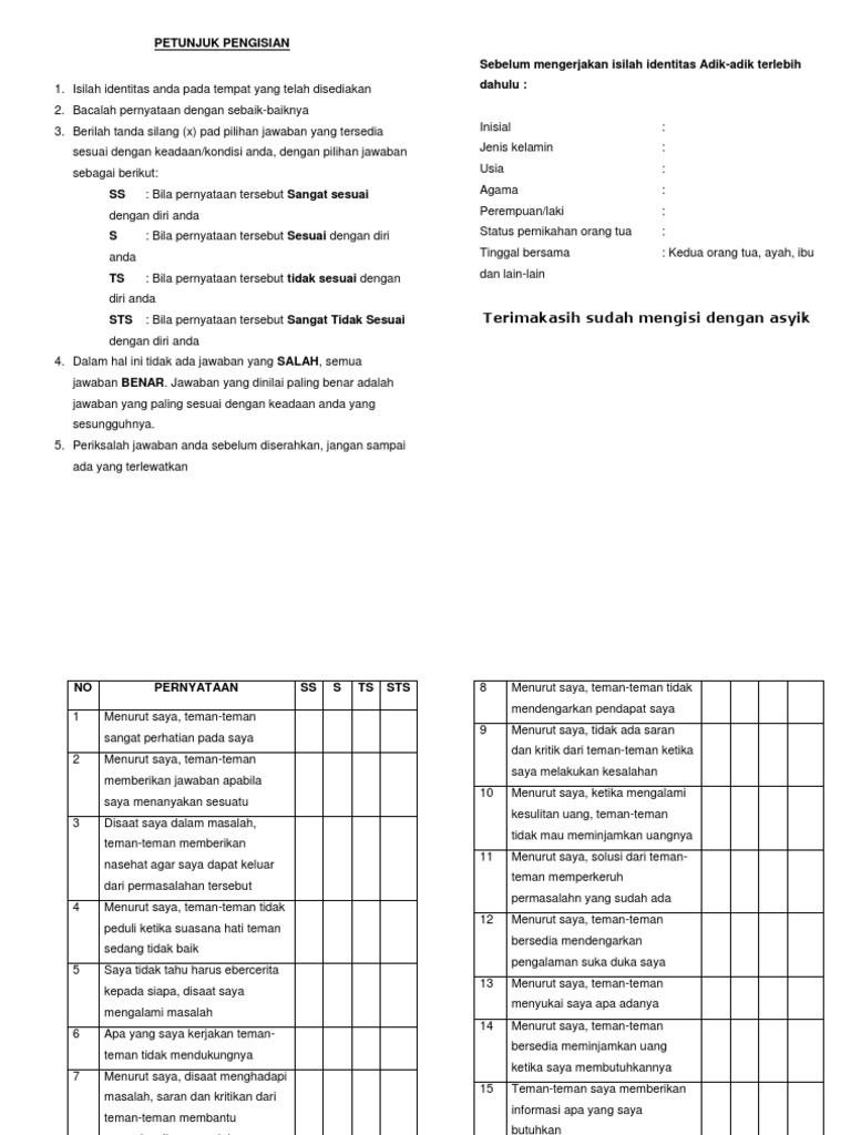Skala Teman Sebaya | PDF