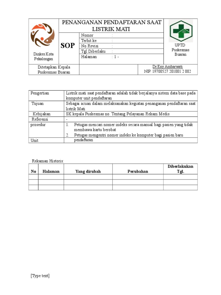 Sop Penanganan Saat Listrik Mati | PDF