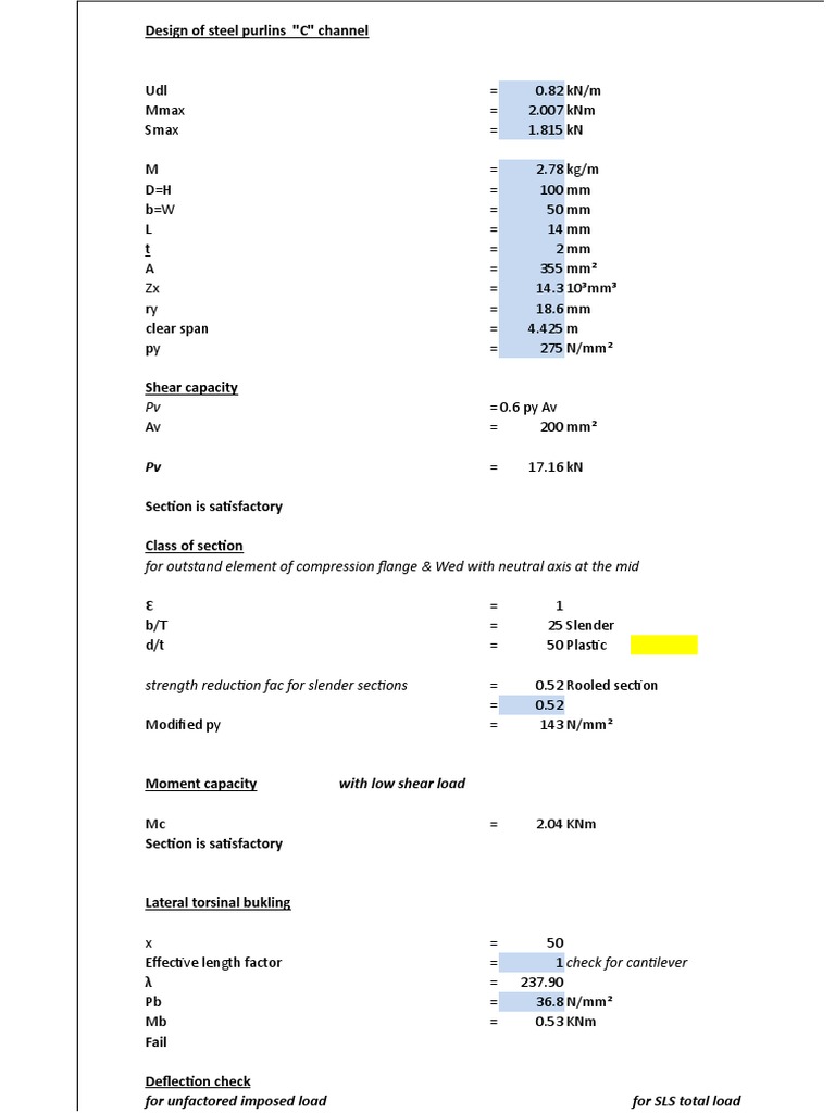 Steel Purlin C Channel | PDF | Beam (Structure) | Chemical Product ...