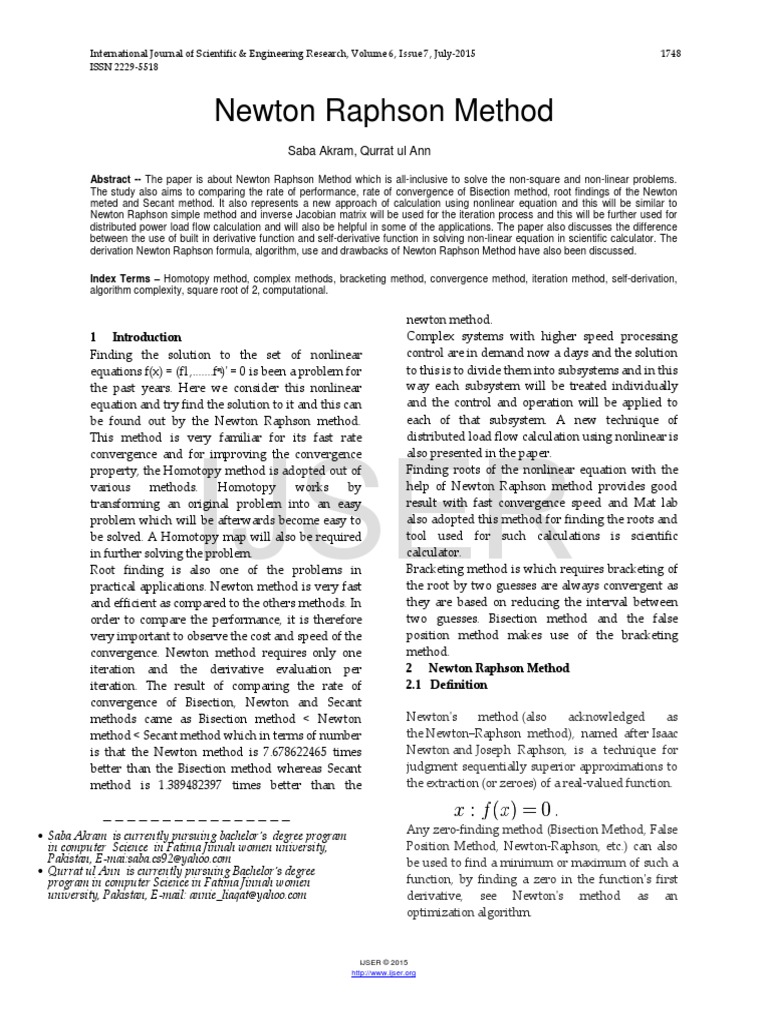 Newton Raphson Method Pdf Pdf Mathematics Of Computing Computational Science 