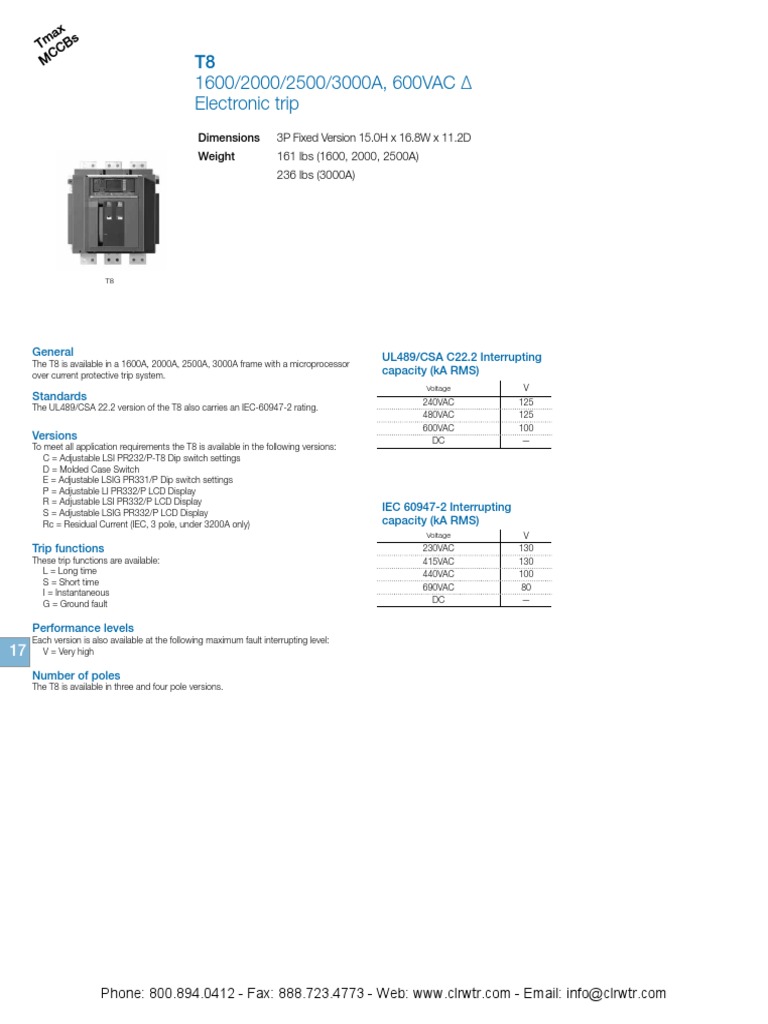 ABB Tmax T8 MCCB | PDF | Integrated Circuit | Switch