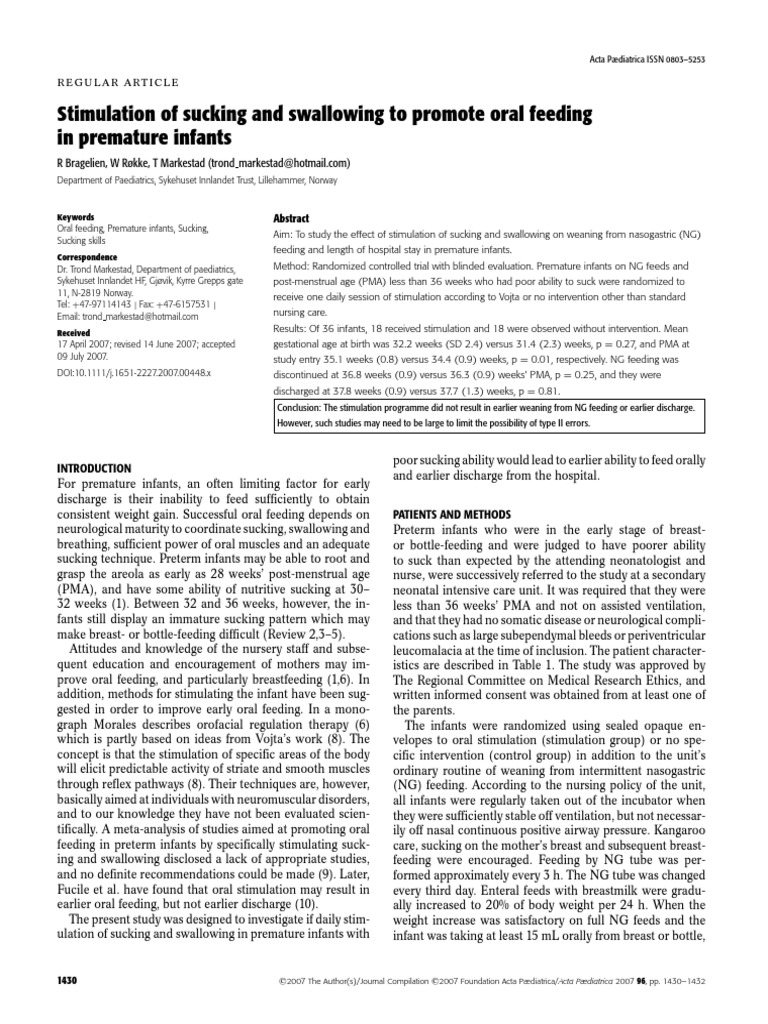 PAPER (ENG) - Stimulation of Sucking and Swallowing To Promote Oral ...