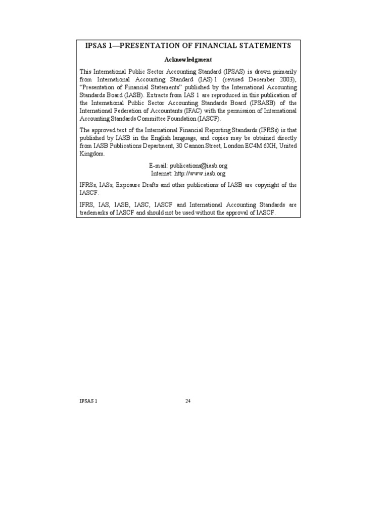 Ipsas 1 PDF | PDF | Going Concern | Financial Statement