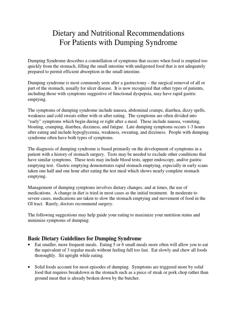 Dumping Diet 5 | PDF | Stomach | Nausea