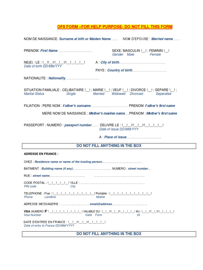 NOT To FILL Translation For The OFII Form | PDF | Language Arts ...