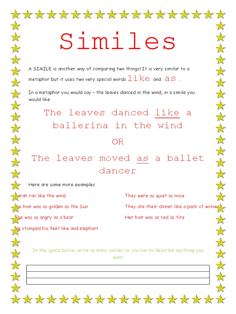 Similes | PDF | Ballet Dancer | Ballet