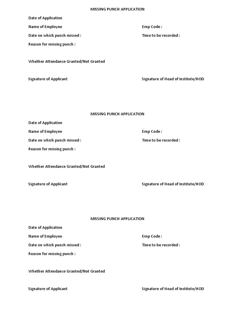 Missing Punch Application Template | PDF | Business