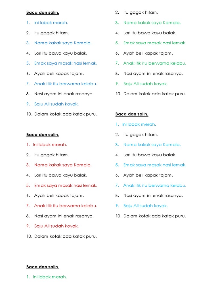 Ayat KV+KVK - Baca Dan Salin | PDF