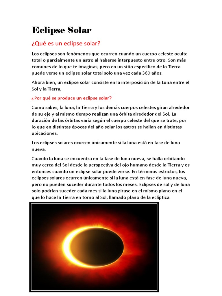 Hoja De Trabajo Sobre Eclipses Solares Y Lunares En Formato Pdf