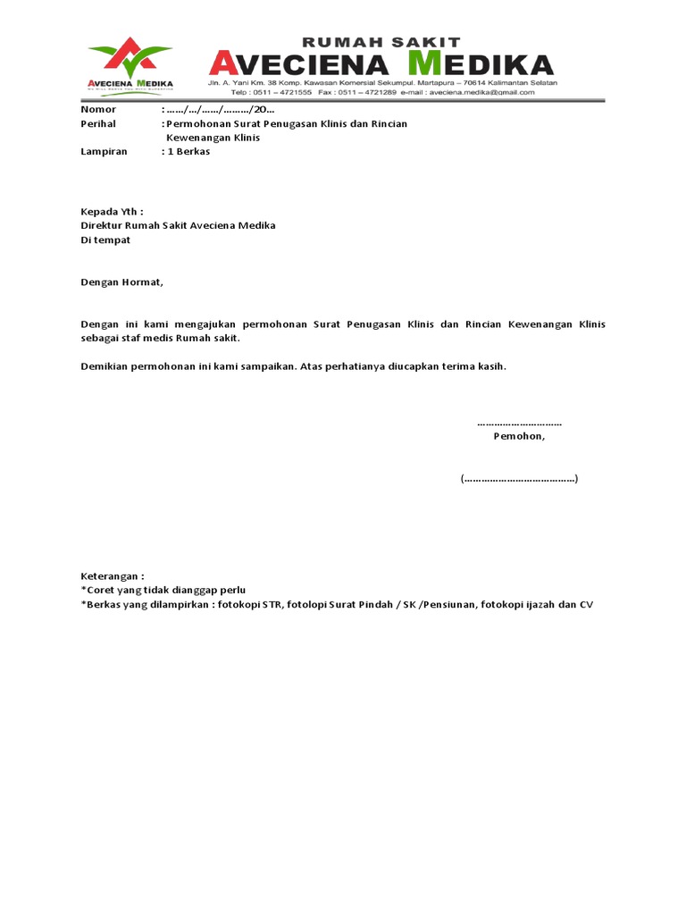 Surat Permohonan SPK & RKK