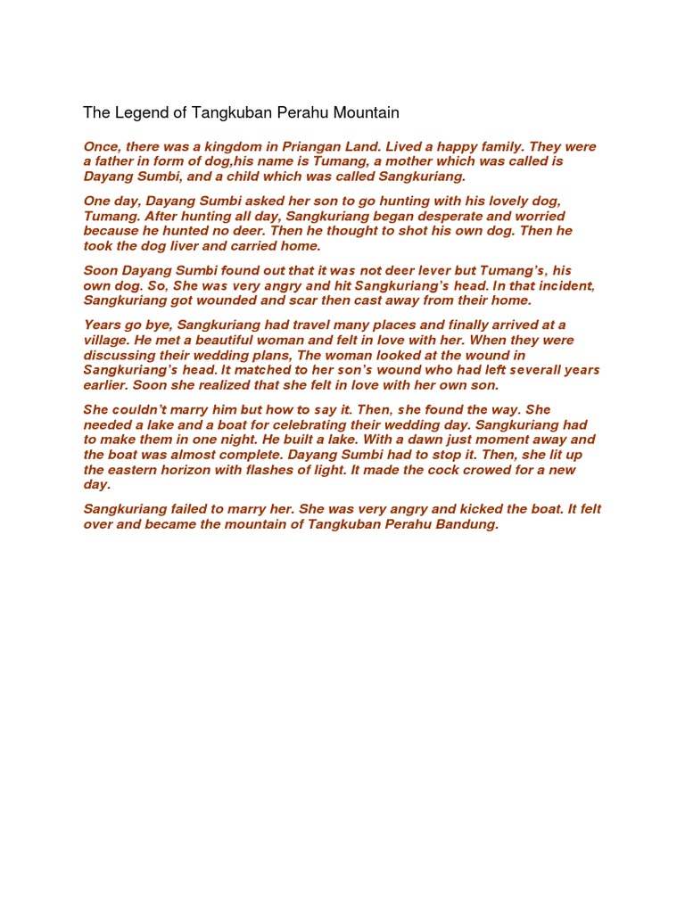 The Legend of Tangkuban Perahu Mountain | PDF | Pinocchio