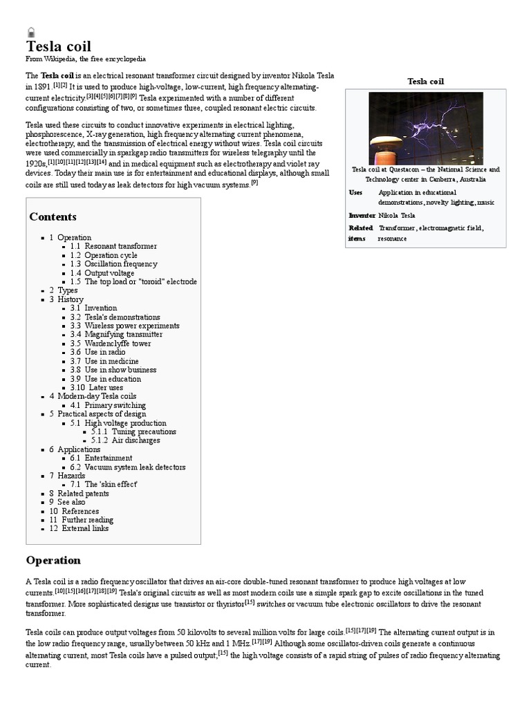 Discover the secrets of the Tesla coil | PDF | Inductor | Transformer