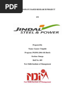 Project On Steel Company | PDF | Steel | Research Design
