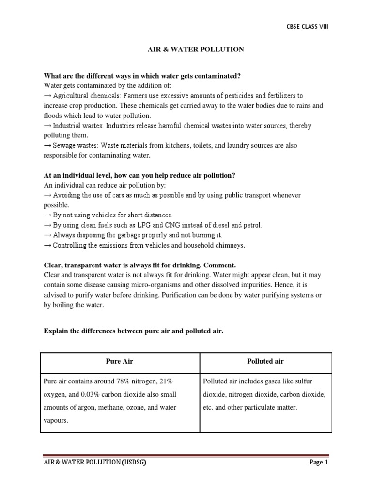 Air and Water Pollution Student, S | PDF | Greenhouse Effect | Water