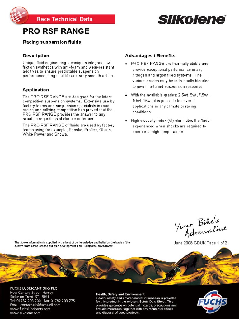 RSF Data Sheet | PDF | Motor Oil | Viscosity