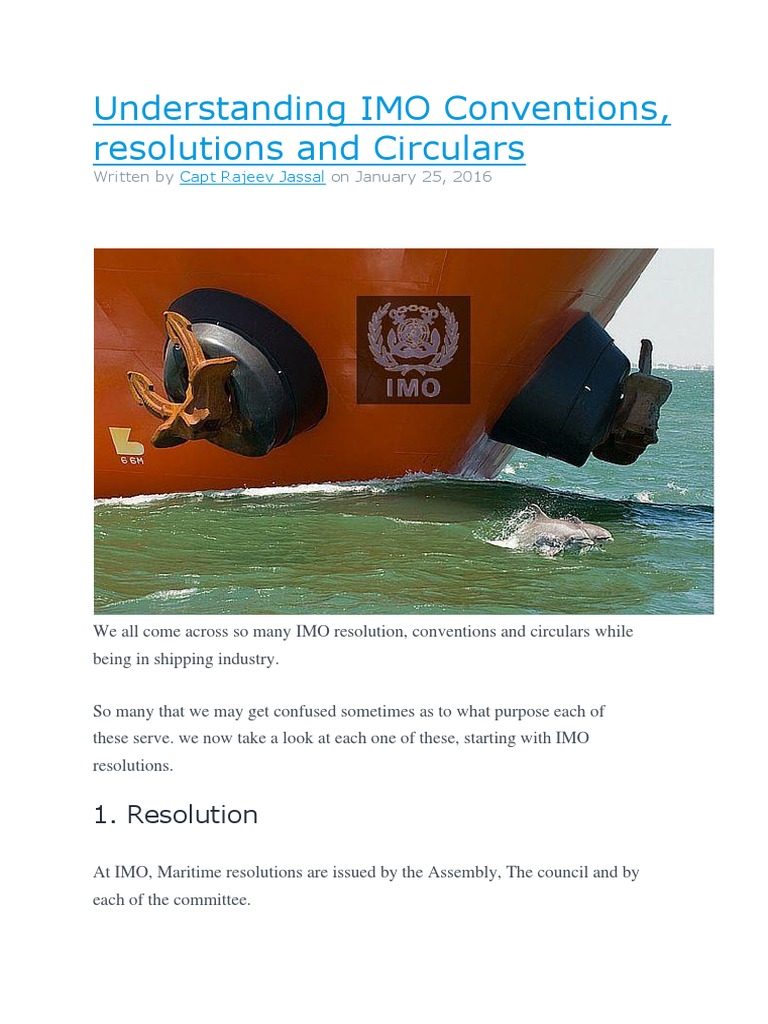 Understanding IMO Conventions, Resolutions and Circulars | Ratification ...